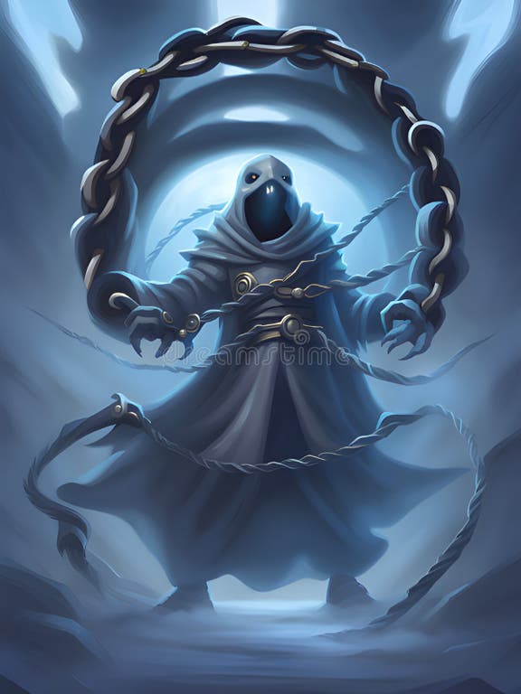 Ghost in a Dark Night and Chain Stock Illustration - Illustration of ...