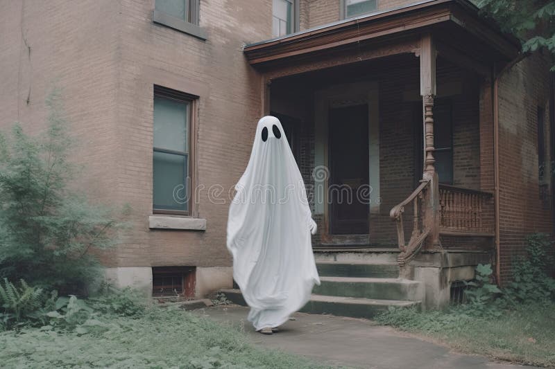 Ghost in Dark Old House - Fear - Trifling Stock Illustration ...