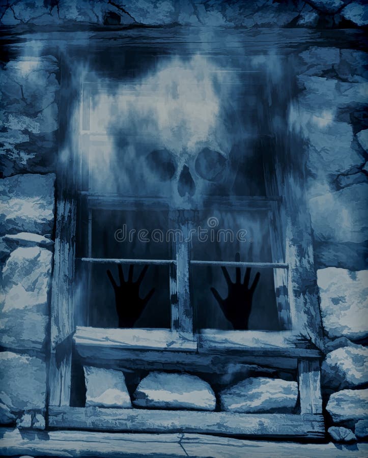 Ghost Dark House. Digital Illustration Art Stock Photo - Image of ghost ...
