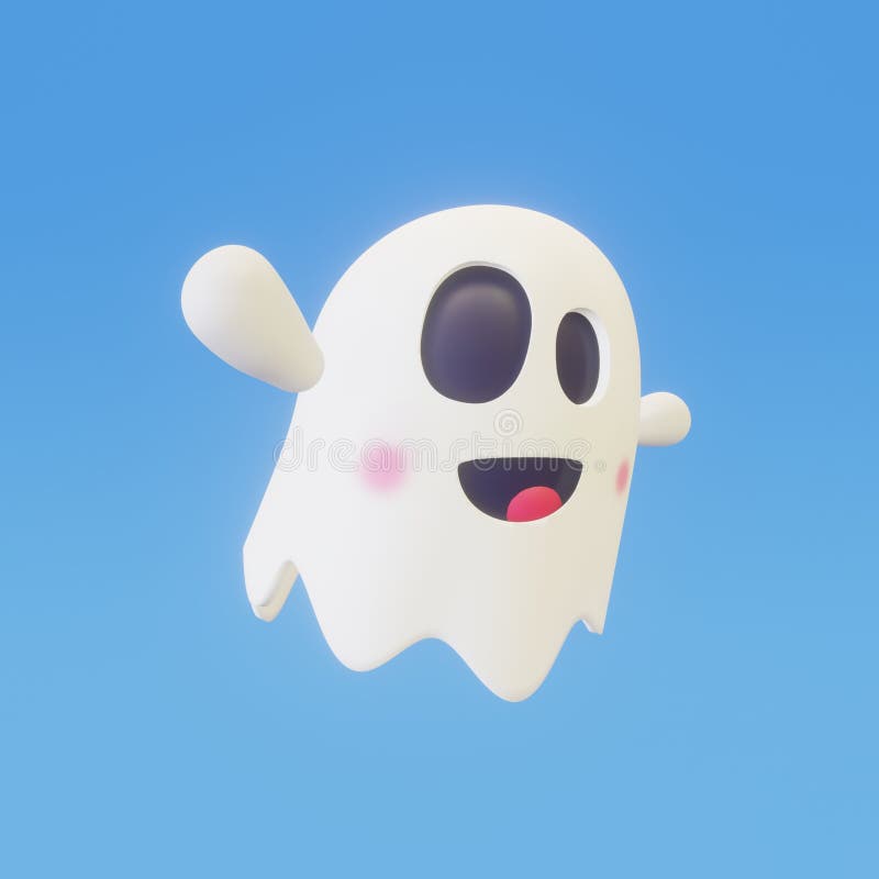 Ghost Emoticon Render. Cute Emoji Render Stock Illustration ...