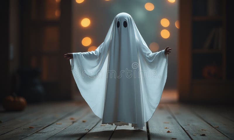 Ghost, Ethereal Apparition, Floating Specter, White Sheet Costume Stock ...