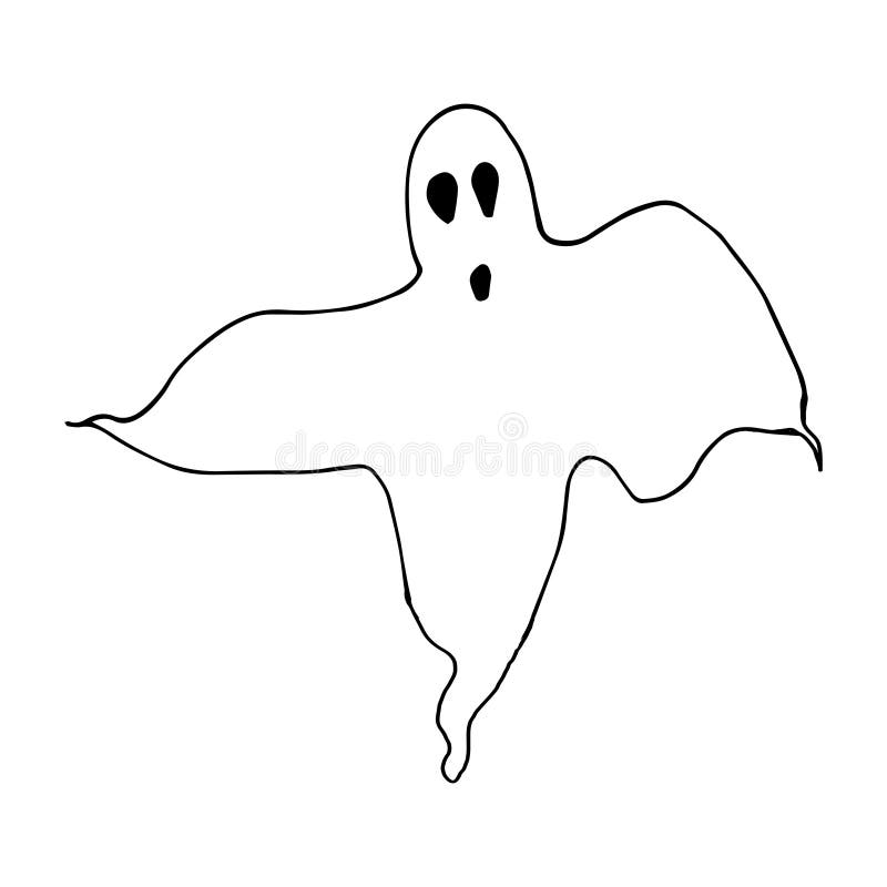 Ghost with a Face Black Outline Stock Vector - Illustration of night ...