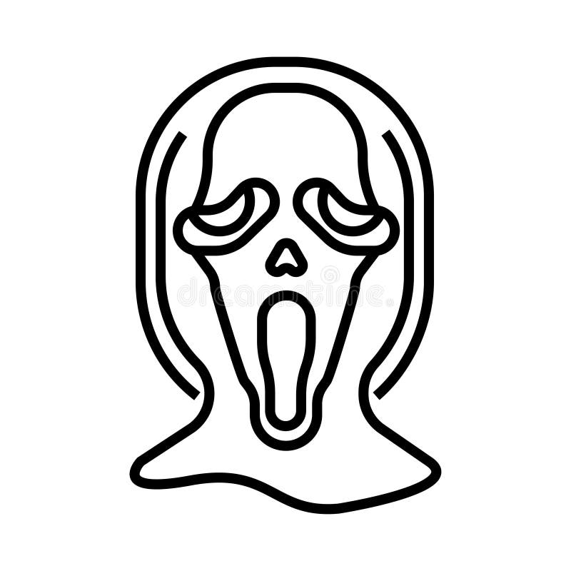 Ghost Face Line Illustration Stock Vector - Illustration of scary ...