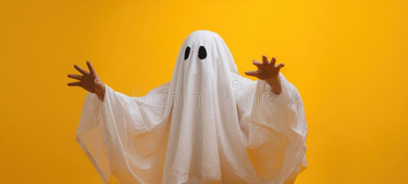 The Ghost Figure Playfully Reaching Out Against a Vibrant Yellow ...