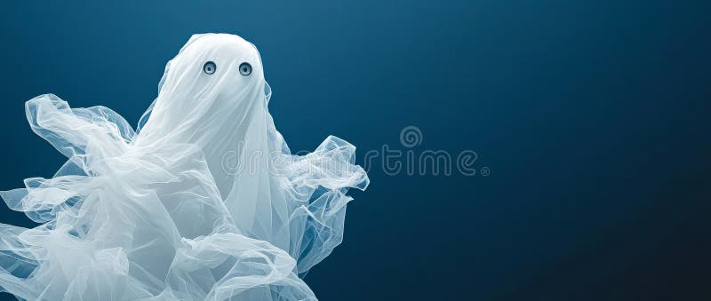 The Ghost Figure Stands Against a Blue Background, Evoking a Playful ...