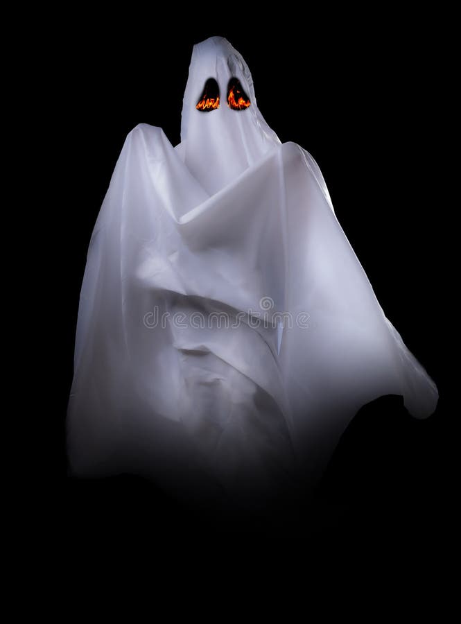 Ghost at Fire Flame Eye on a Black Background for Halloween Concept ...