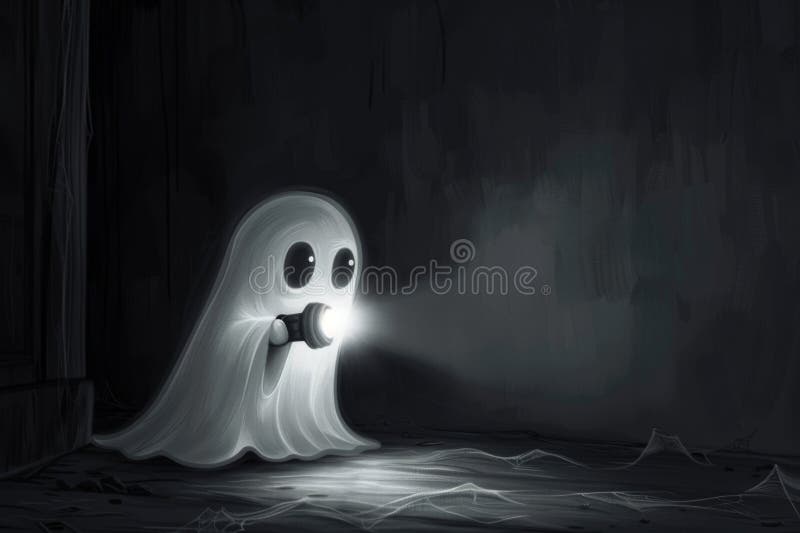 Ghost with flashlight stock image. Image of creepy, flashlight - 377317989