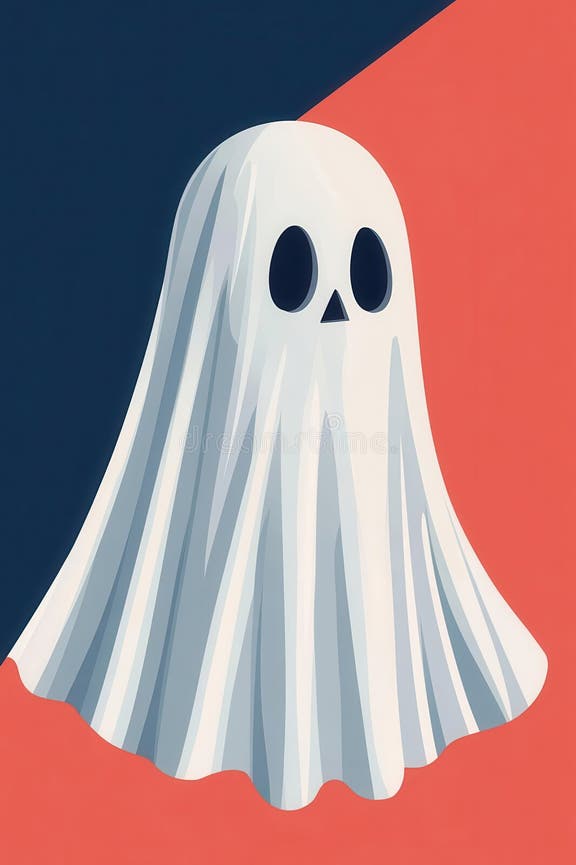 Ghost Flat Design Side View Halloween Theme Cartoon Drawing ...