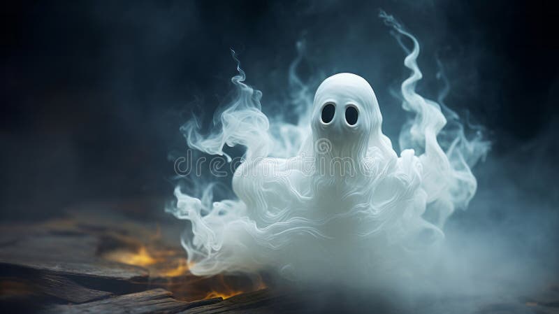A Ghost Floating in the Air Surrounded by Smoke Stock Photo - Image of ...