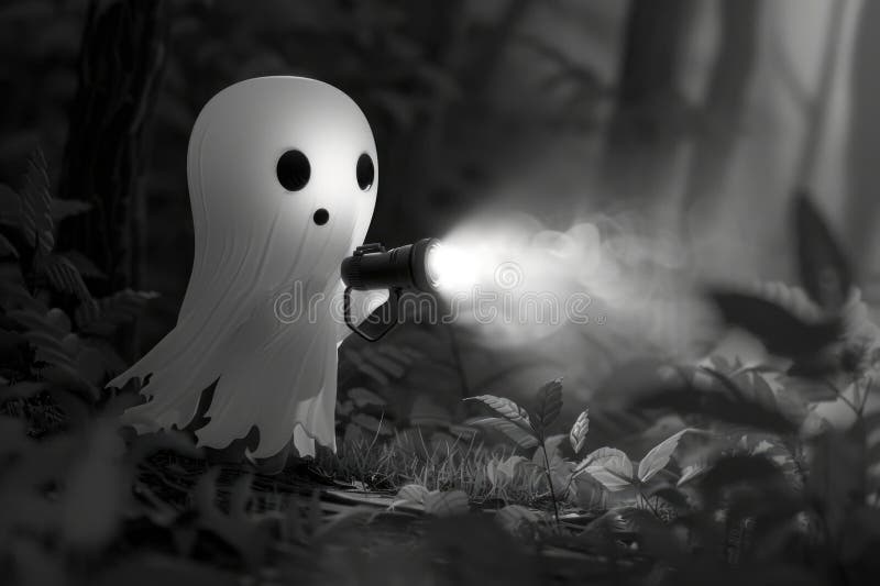 Ghost in Forest with Flashlight Stock Photo - Image of ghost ...