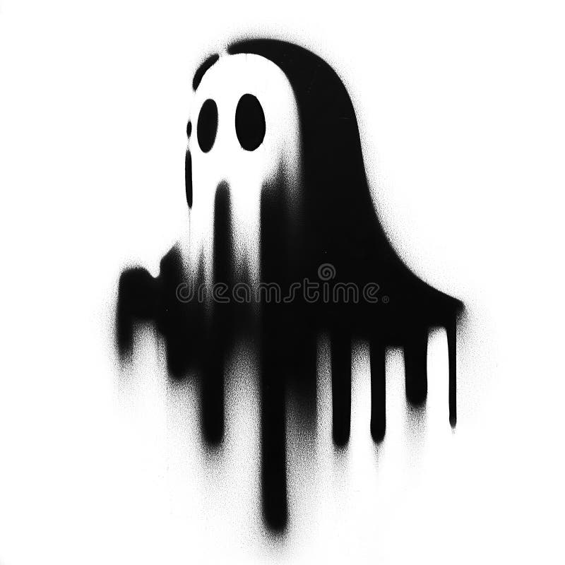 Ghost Graffiti Stencil-art Sprayed in Black Over White Stock ...