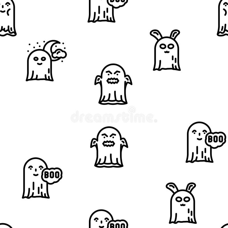 Ghost Halloween Scary Spooky Vector Seamless Pattern Stock Illustration ...