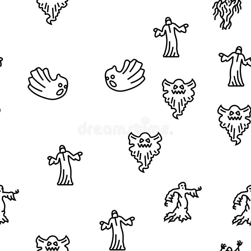 Ghost Halloween Spooky Scary Cute Vector Seamless Pattern Stock Vector ...