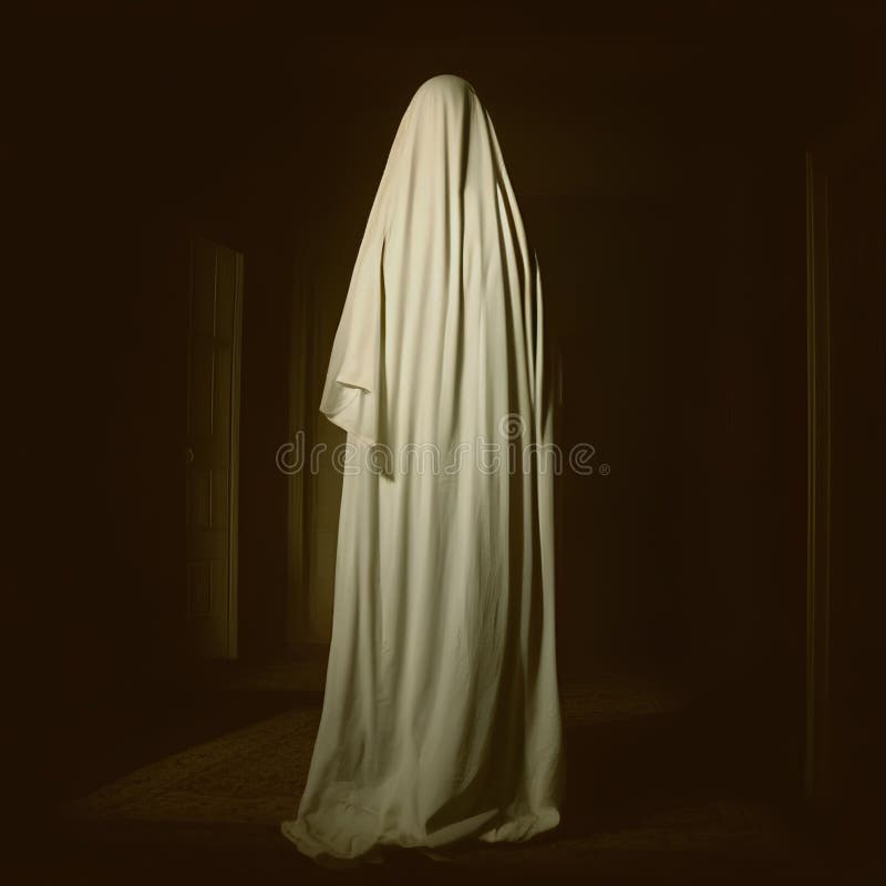 Ghost in Haunted House Hallway Generative AI Illustration Stock ...