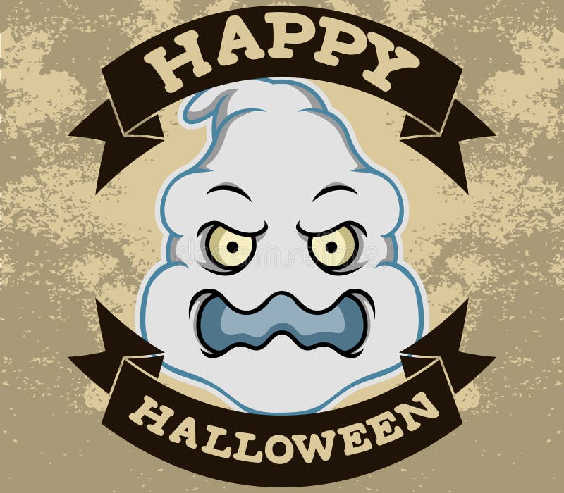 Ghost Head Halloween Badge stock vector. Illustration of fictional ...