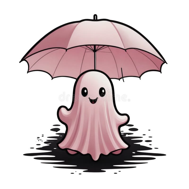 A Ghost Holding an Orange and Black Umbrella Stock Photo - Illustration ...