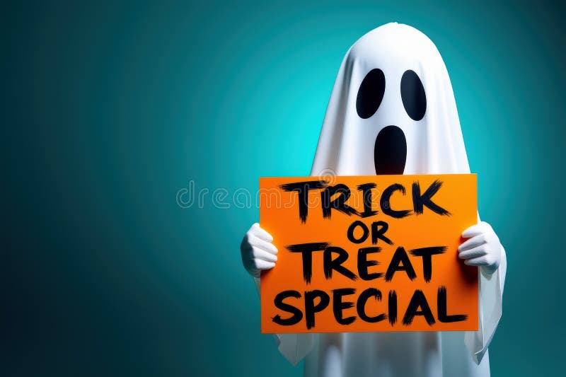 Ghost Holding Orange Sign in Studio Stock Image - Image of hands ...