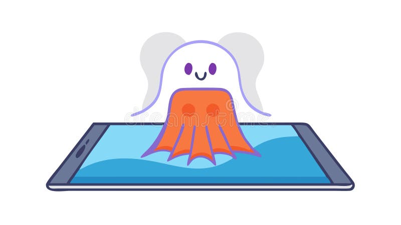 Ghost Hologram on Tablet, Augmented Reality Entertainment, Vector ...
