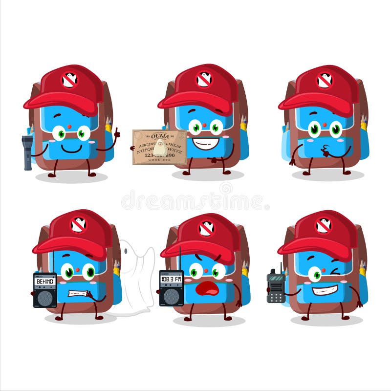Ghost Hunter Cartoon Backpack Children Character Using Camera Stock ...
