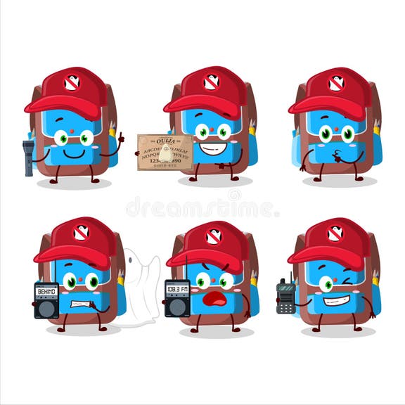 Ghost Hunter Cartoon Backpack Children Character Using Camera Stock ...