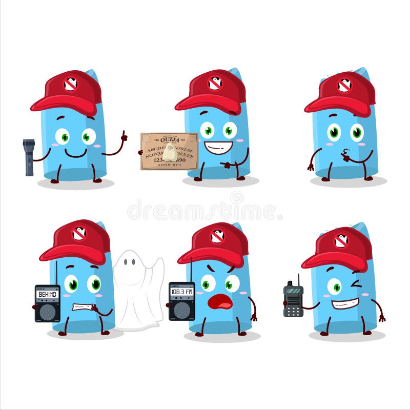 Ghost Hunter Cartoon Blue Chalk Character Using Camera Stock Vector ...