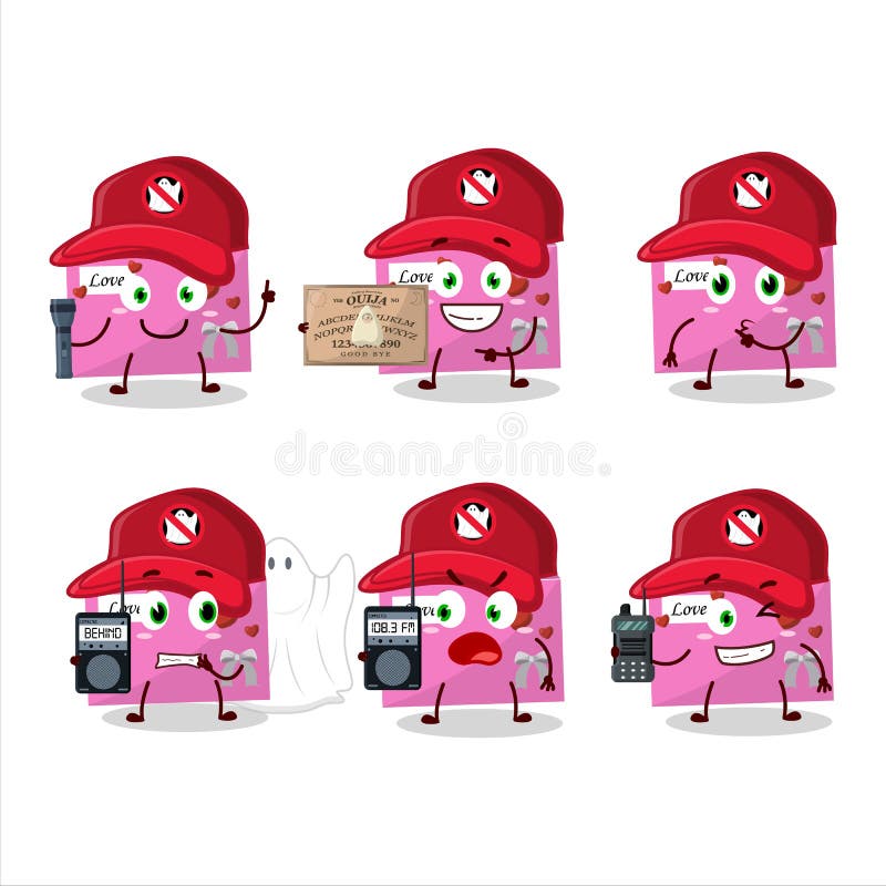 Ghost Hunter Cartoon Pink Love Envelope Character Using Camera Stock ...