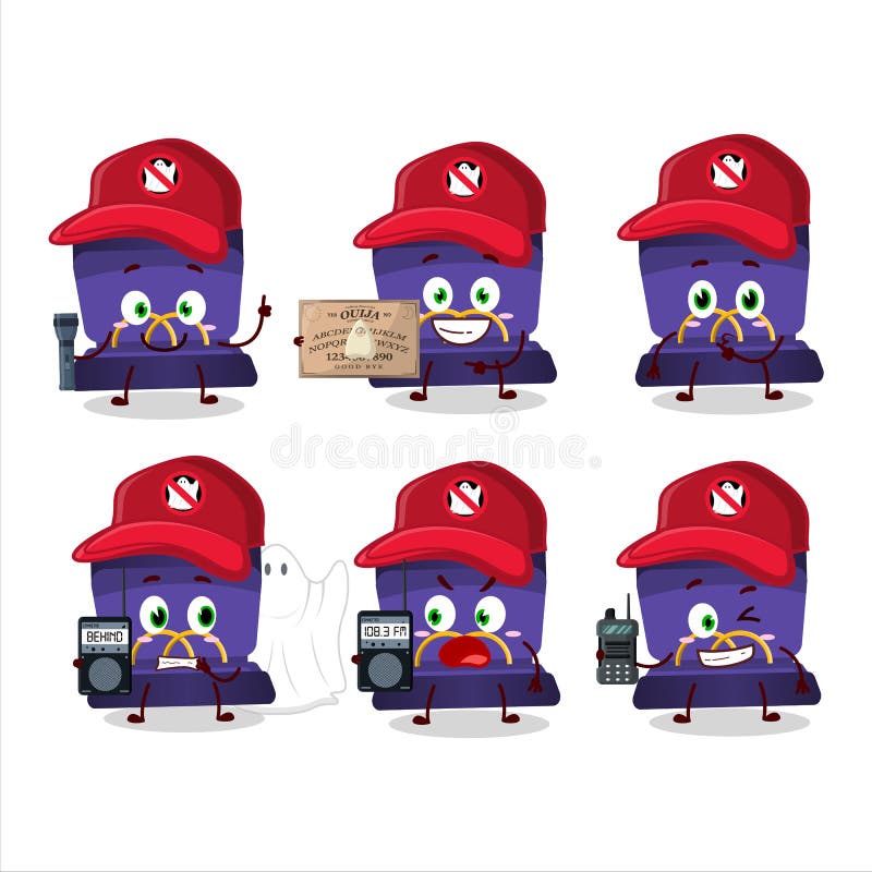 Ghost Hunter Cartoon Purple Ring Box Character Using Camera Stock ...