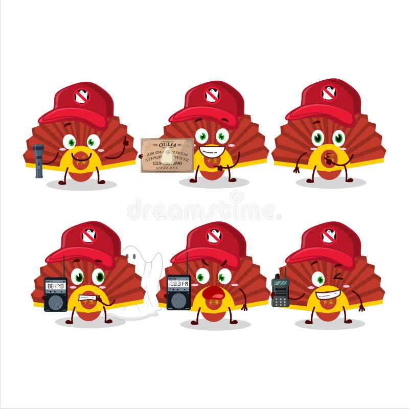 Ghost Hunter Cartoon Red Chinese Fan Character Using Camera Stock ...