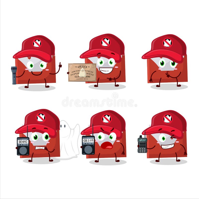 Ghost Hunter Cartoon Red Love Envelope Character Using Camera Stock ...