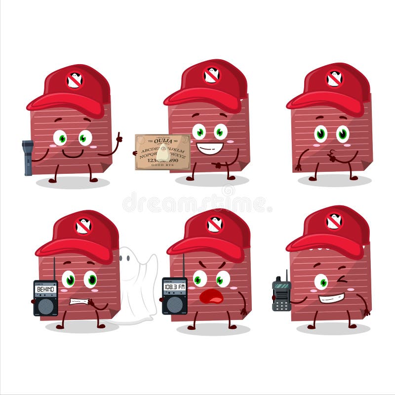 Ghost Hunter Cartoon Red Sticky Note Character Using Camera Stock ...