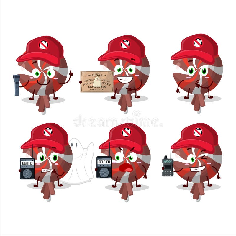 Ghost Hunter Cartoon Red Twirl Lolipop Wrapped Character Using Camera ... Ghost Hunter Cartoon Red Twirl Lolipop Wrapped Character Using Camera ...