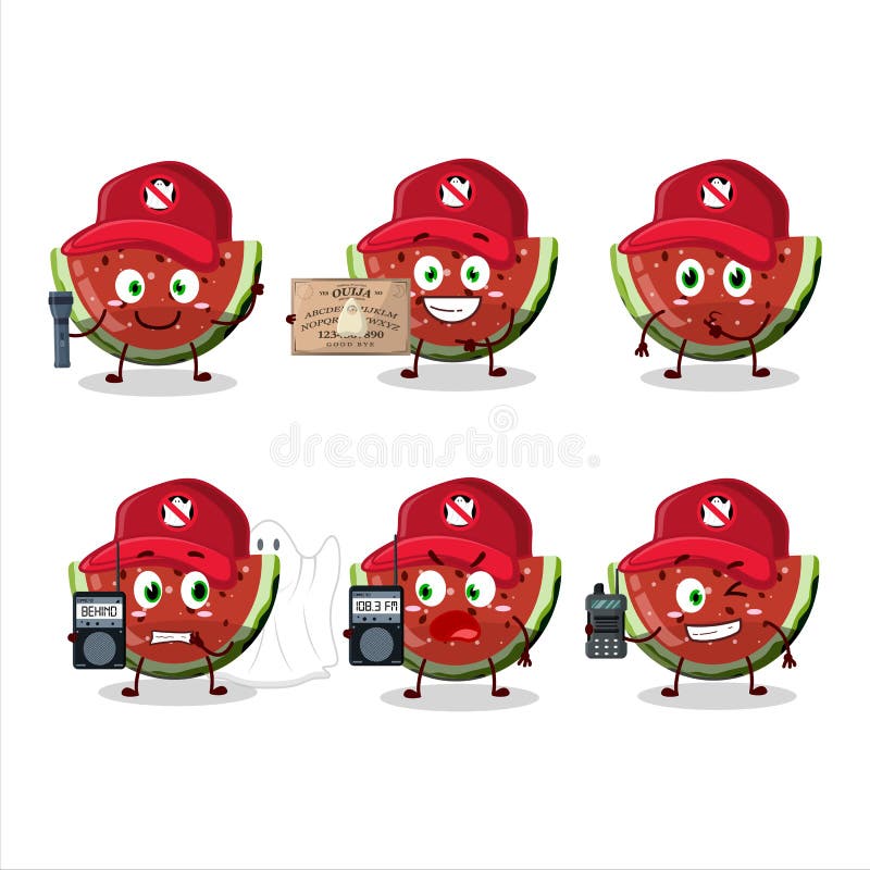 Ghost Hunter Cartoon Watermelon Gummy Candy Character Using Camera ...