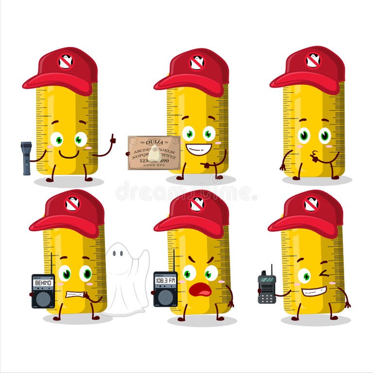 Ghost Hunter Cartoon Yellow Ruler Character Using Camera Stock Vector ...
