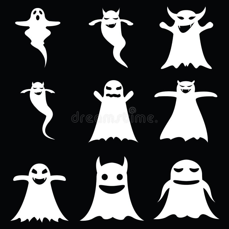 Ghost icon set stock vector. Illustration of scary, monster - 102062096