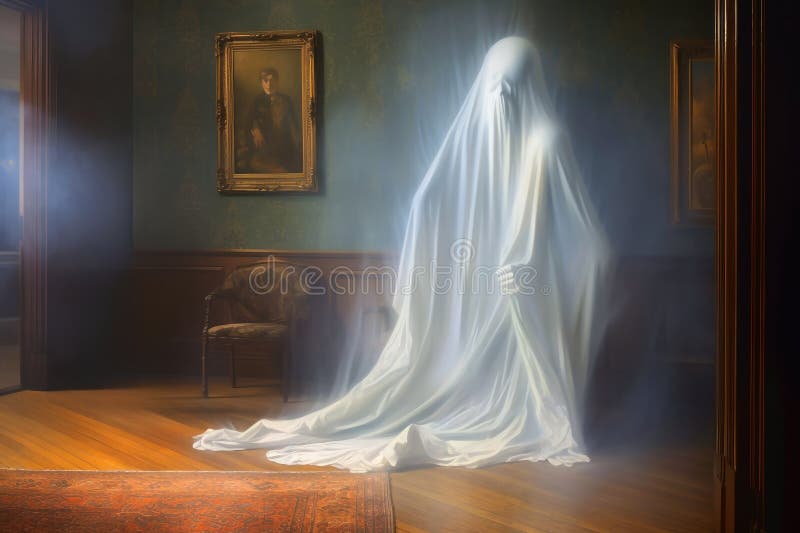 A Ghost in an Old Room Created with Generative AI Technology Stock ...