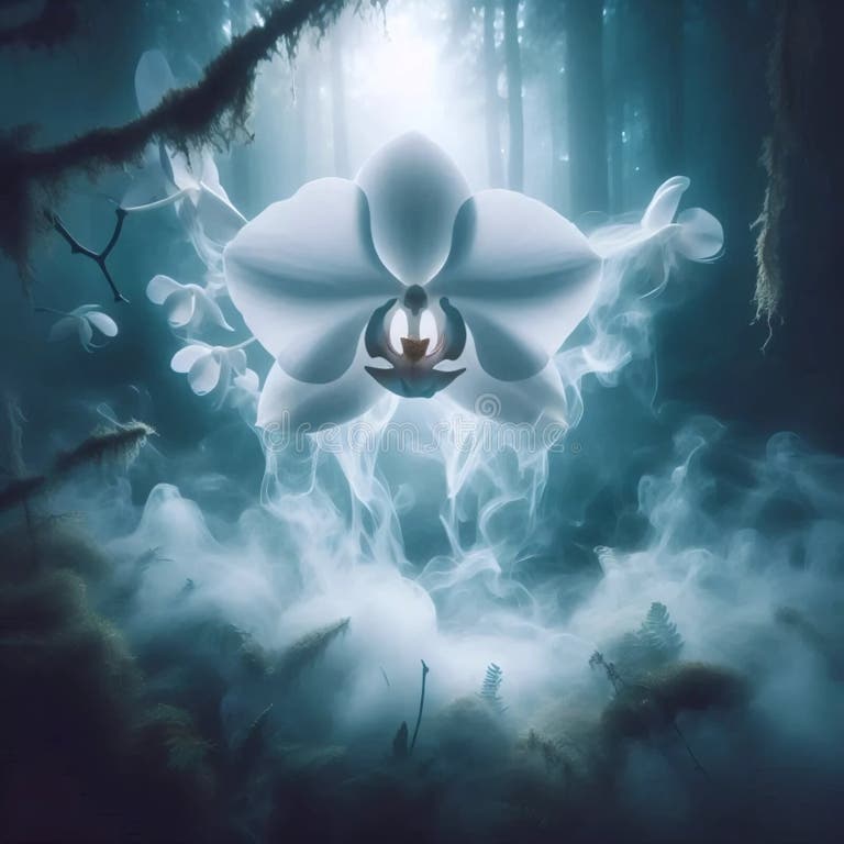 A Ghost Orchid Floating in Mist, Ai Generated Image Stock Photo - Image ...