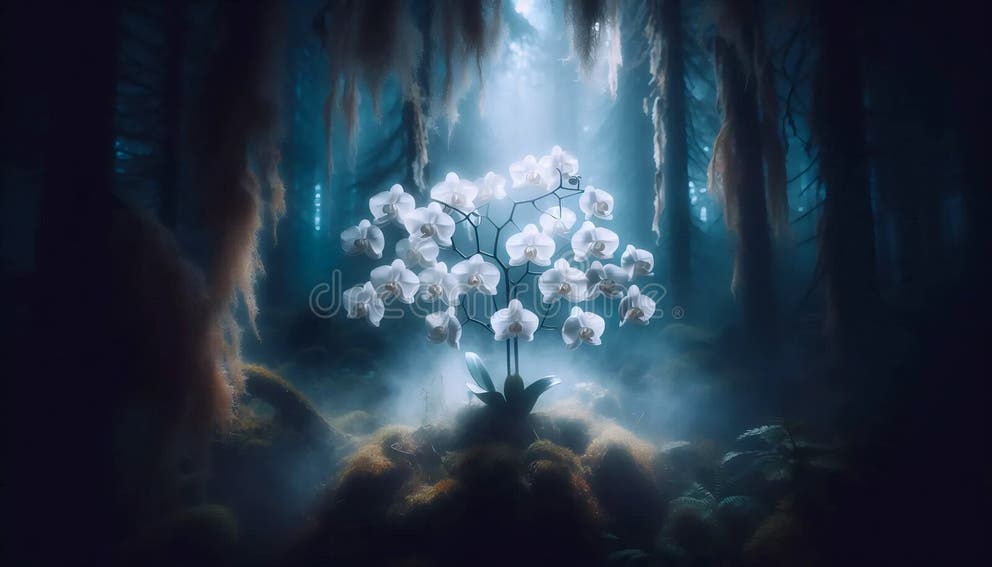 A Ghost Orchid Floating in Mist, Ai Generated Image Stock Photo - Image ...
