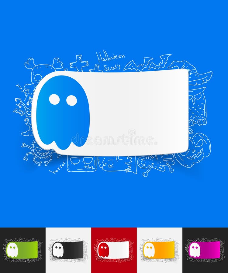 Ghost Paper Sticker with Hand Drawn Elements Stock Vector ...
