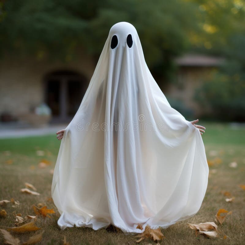 Ghost in the Park at Halloween. Halloween Ghost in Front of the Castle ...