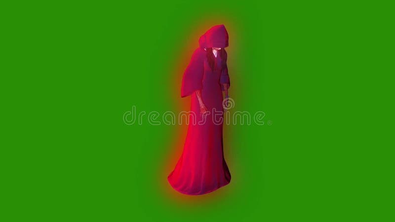 Ghost Phantom Entity Witch Flies Front Green Screen 3D Rendering ...