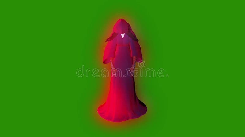 Ghost Phantom Entity Witch Flight Cycle Front Green Screen 3D Rendering ...