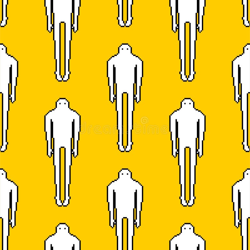 Ghost Pixel Art Pattern Seamless. 8 Bit Human Phantom Background Stock ...