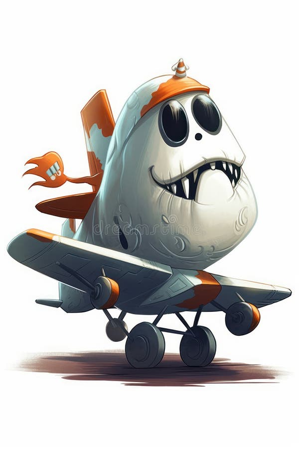 Ghost Plane Cartoon. Halloween Illustration. Stock Illustration ...