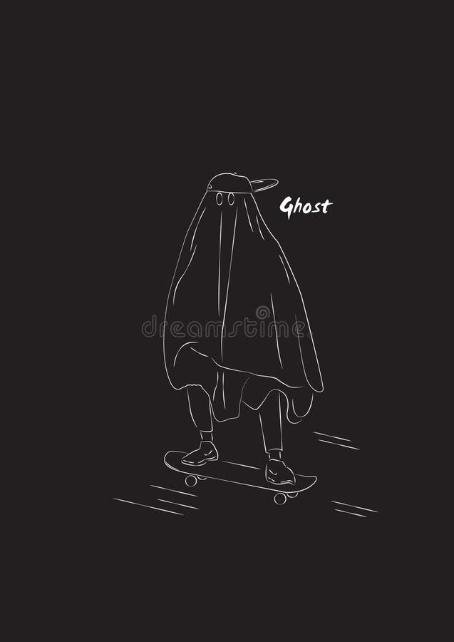 Ghost play the skate stock illustration. Illustration of ghost - 202605094