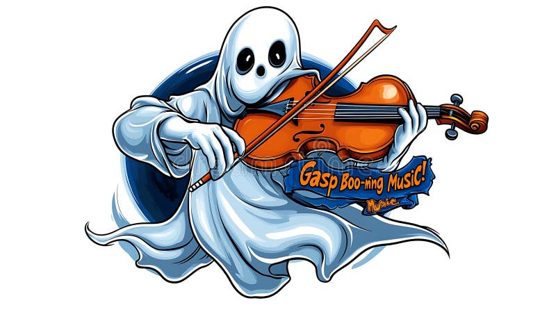 Ghost Playing Violin with Music Notes Stock Illustration - Illustration ...