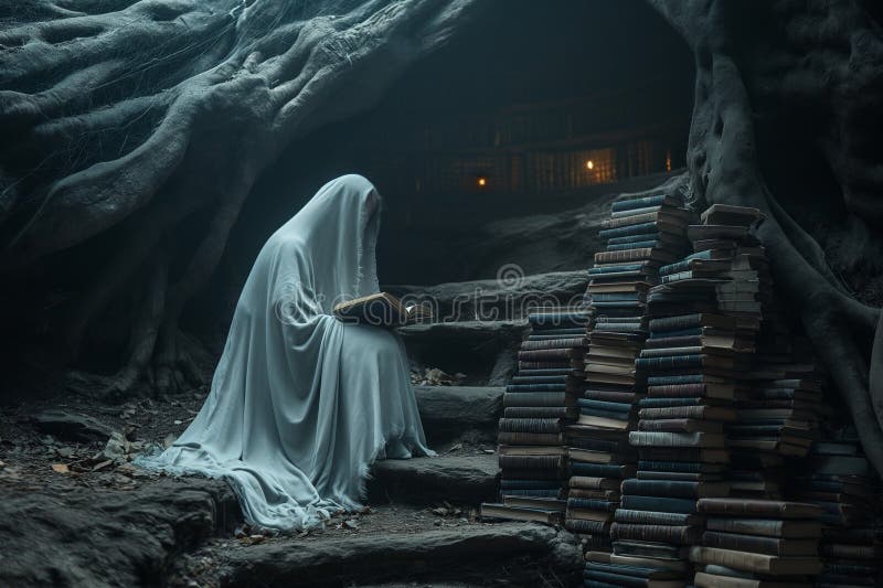 Ghost Reading in a Reading Room in a Hollow Tree Stock Image - Image of ...