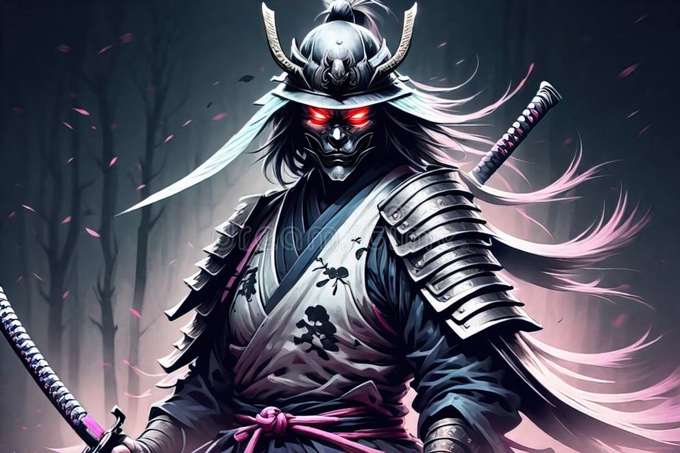 Ghost Samurai, Samurai Warrior Bound by a Ghostly Curse, Wearing Shabby Samurai Armor Stock ...