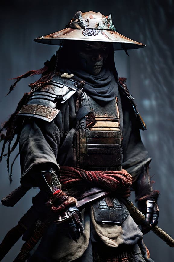 Ghost Samurai, Samurai Warrior Bound by a Ghostly Curse, Wearing Shabby ...