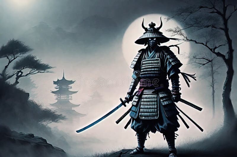 Ghost Samurai, Samurai Warrior Bound by a Ghostly Curse, Wearing Shabby ...