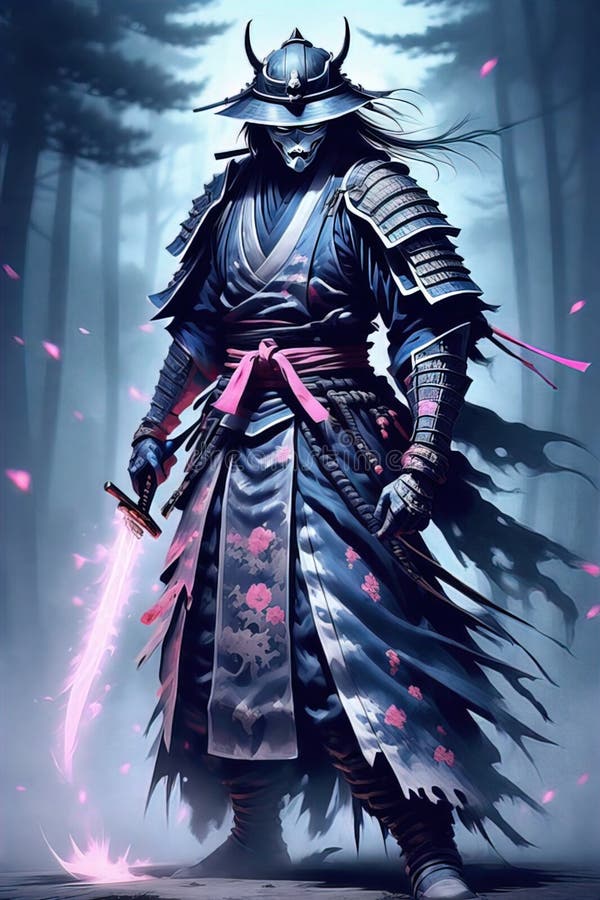Ghost Samurai, Samurai Warrior Bound by a Ghostly Curse, Wearing Shabby ...